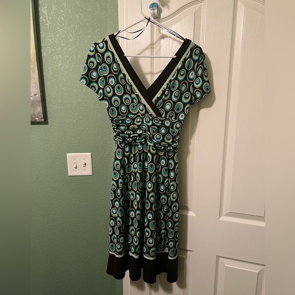 Sandra Darren | Dresses | Green And Brown Polka Dot Dress | Poshmark